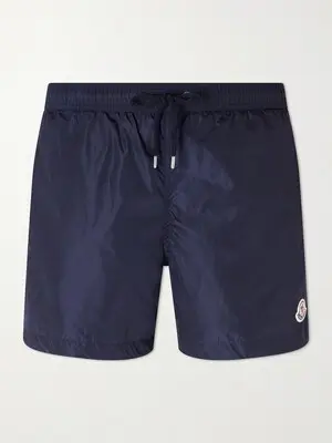 Moncler Slim-fit Mid-length Swim Shorts With Logo - Blue