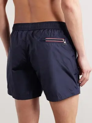 Moncler Slim-fit Mid-length Swim Shorts With Logo - Blue
