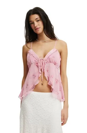 COTTON ON Cleo Asymmetric Cami - Luna Floral Ballerina Pink
