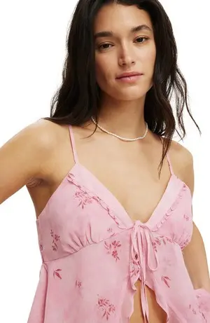 COTTON ON Cleo Asymmetric Cami - Luna Floral Ballerina Pink