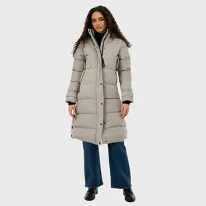 CANADA WEATHER GEAR Quilted Maxi Long Parka Jacket - Stone