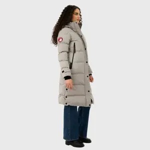 CANADA WEATHER GEAR Quilted Maxi Long Parka Jacket - Stone