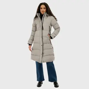 CANADA WEATHER GEAR Quilted Maxi Long Parka Jacket - Stone