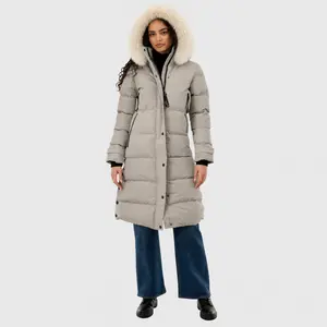 CANADA WEATHER GEAR Quilted Maxi Long Parka Jacket - Stone