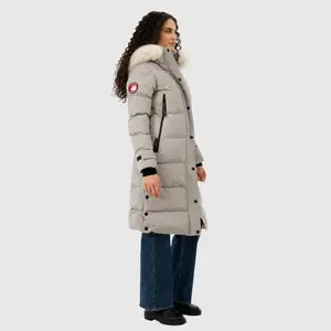 CANADA WEATHER GEAR Quilted Maxi Long Parka Jacket - Stone