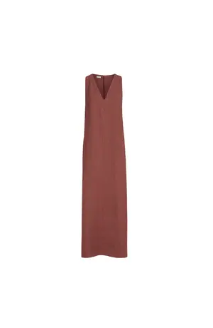 Brunello Cucinelli Fluid Twill Maxi Dress - Red
