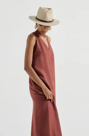 Brunello Cucinelli Fluid Twill Maxi Dress - Red