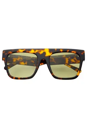 FREYRS EYEWEAR Madison Flat Top Sunglasses - Tortoise/green