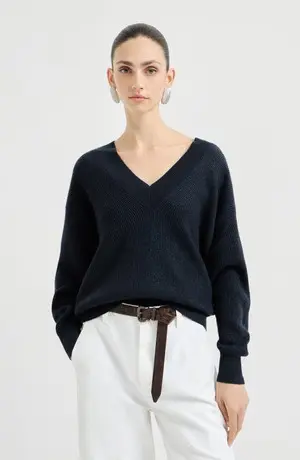 Brunello Cucinelli Navy Cashmere Jumper