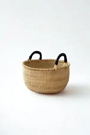 MBARE Handwoven Natural Bolga Basket - Black