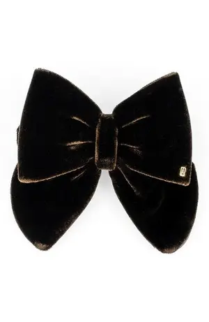 Alexandre De Paris Cannelle Velvet Bow Barrette
