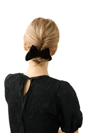 Alexandre De Paris Cannelle Velvet Bow Barrette