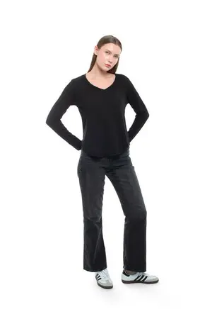 WILT CLOTHING Long Sleeve V-neck Shirt - Dark Olive