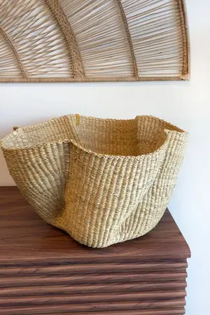 MBARE Handwoven Wave Basket - Natural