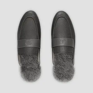 TOGAS Leather Slippers - Grey
