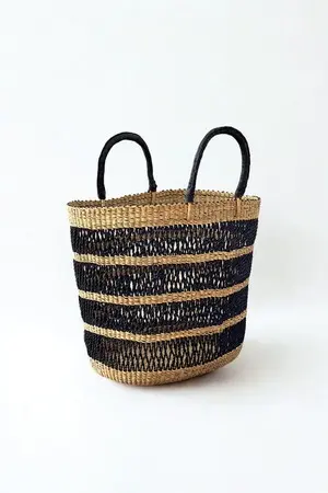MBARE String Basket Tote - Natural W/black