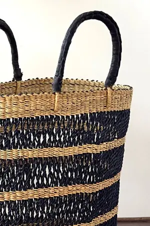 MBARE String Basket Tote - Natural W/black