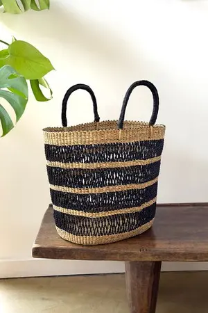 MBARE String Basket Tote - Natural W/black