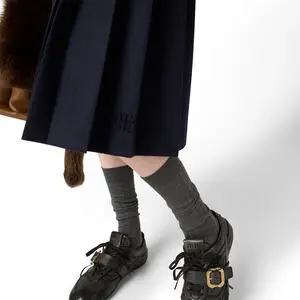 Miu Miu Velour Midi Skirt - Navy