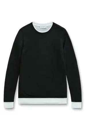 Ag Eleni Crewneck Knit Top - Super Black/powder