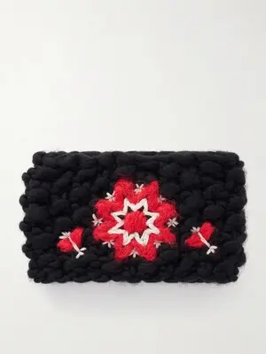 Moncler Embroidered Wool-blend Headband - Black