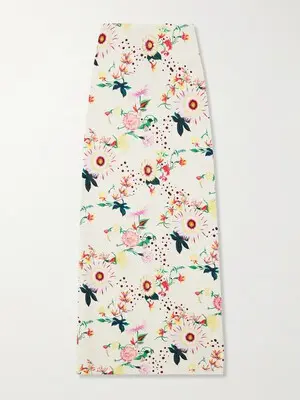 Rabanne Floral-print Jersey Midi Skirt