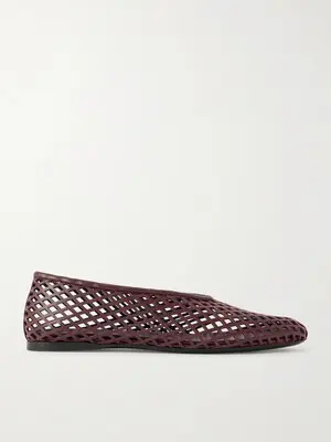 Proenza Schouler Tee Perforated Leather Ballet Flats - Burgundy