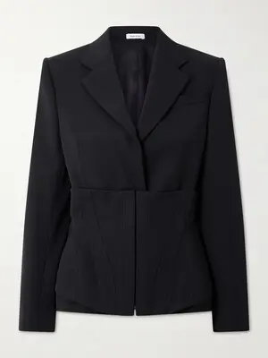 Alexander McQueen Layered Grain De Poudre Wool Blazer