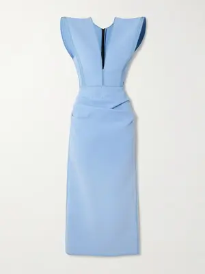 Maticevski Wingtip Draped Crepe Midi Dress - Blue