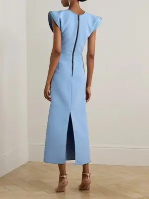 Maticevski Wingtip Draped Crepe Midi Dress - Blue