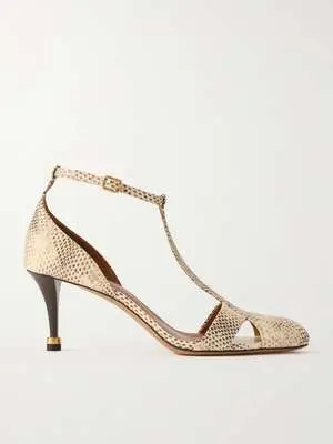 Chloé Cleia 70 Snake-effect Leather Pumps - Snake Print