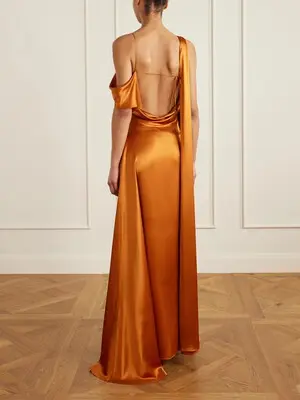 ROKSANDA Lysa Draped Silk-satin Gown - Metallic
