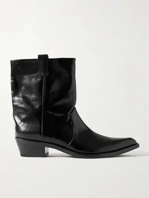 Khaite Clive Embroidered Leather Ankle Boots - Black