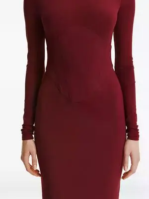 2310 STUDIO Long-sleeves Corset Maxi Dress - Red