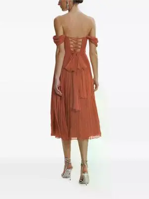 FRAMBOISE Kaly Off-shoulder Silk Midi Dress - Orange