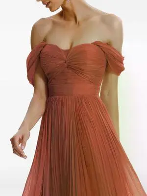 FRAMBOISE Kaly Off-shoulder Silk Midi Dress - Orange