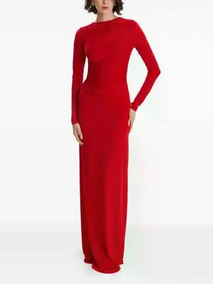 2310 STUDIO Long-sleeves Open-back Maxi Dress - Red