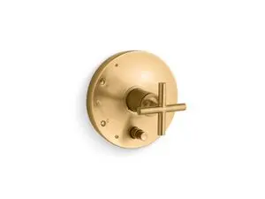 KOHLER Purist Rite-temp Valve Trim With Push-button Diverter And Cross Handle - Vibrant Brushed Moderne Brass
