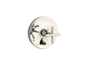 KOHLER Purist Rite-Temp Valve Trim With Push-button Diverter And Cross Handle Vibrant Polished Nickel