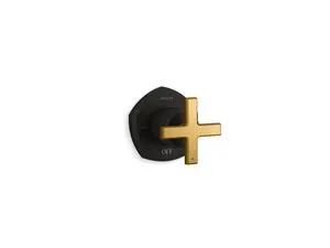 KOHLER Occasion Mastershower Volume Control Valve Trim With Cross Handle - Matte Black With Brushed Moderne Brass