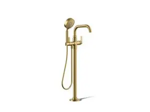 KOHLER Castia Studio Mcgee Floor-mount Bath Filler Trim With Handshower - Vibrant Brushed Moderne Brass