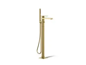 KOHLER Parallel Floor-mount Bath Filler Trim With Handshower - Vibrant Brushed Moderne Brass