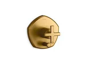 KOHLER Occasion Rite-temp Valve Trim With Push-button Diverter And Cross Handle - Vibrant Brushed Moderne Brass