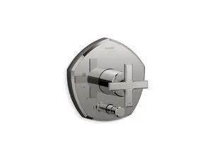 KOHLER Occasion Rite-Temp Valve Trim With Push-button Diverter And Cross Handle Vibrant Titanium