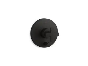 KOHLER Composed Rite-Temp Valve Trim With Push-button Diverter And Cross Handle Matte Black