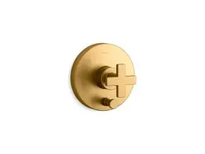 KOHLER Composed Rite-Temp Valve Trim With Push-button Diverter And Cross Handle Vibrant Brushed Moderne Brass