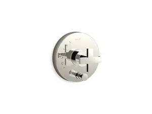 KOHLER Composed Rite-Temp Valve Trim With Push-button Diverter And Cross Handle Vibrant Polished Nickel
