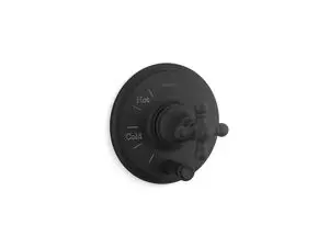 KOHLER Artifacts Rite-temp Valve Trim With Push-button Diverter And Cross Handle - Matte Black