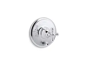 KOHLER Artifacts Rite-Temp Valve Trim With Push-button Diverter And Cross Handle Polished Chrome