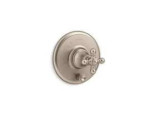 KOHLER Artifacts Rite-Temp Valve Trim With Push-button Diverter And Cross Handle Vibrant Brushed Bronze